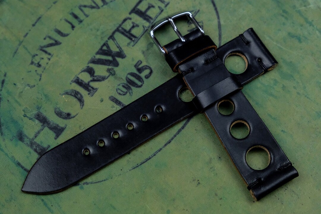 Horween Shell Cordovan Black Unlined Rally Leather Watch Strap - Etsy