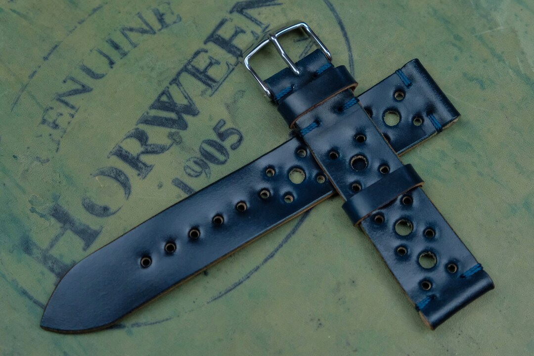 Horween Shell Cordovan Navy Unlined Racing Leather Watch Strap - Etsy