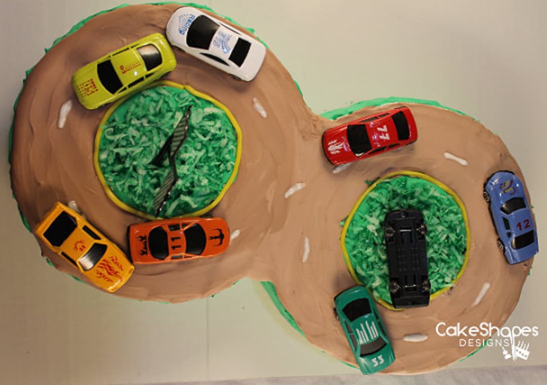 Printable Racetrack Cut-up Cake Pattern to Create a Racetrack Shaped ...