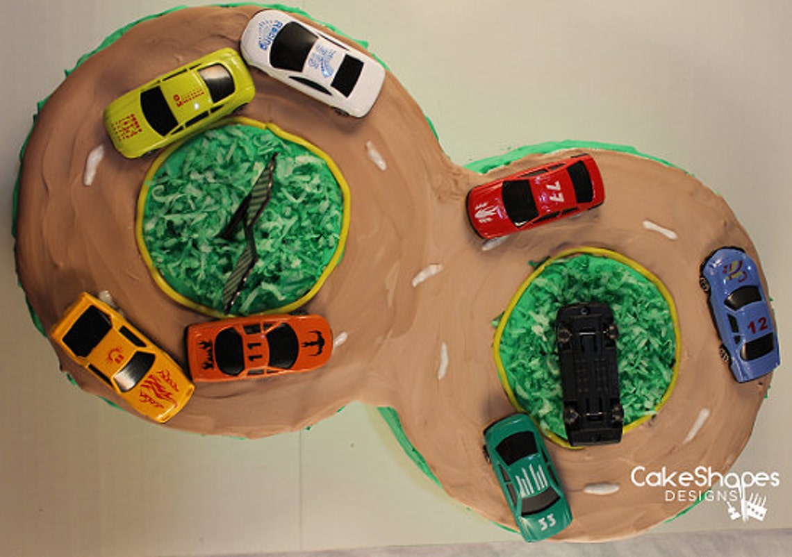 Printable Racetrack Cut-up Cake Pattern to Create a Racetrack Shaped ...
