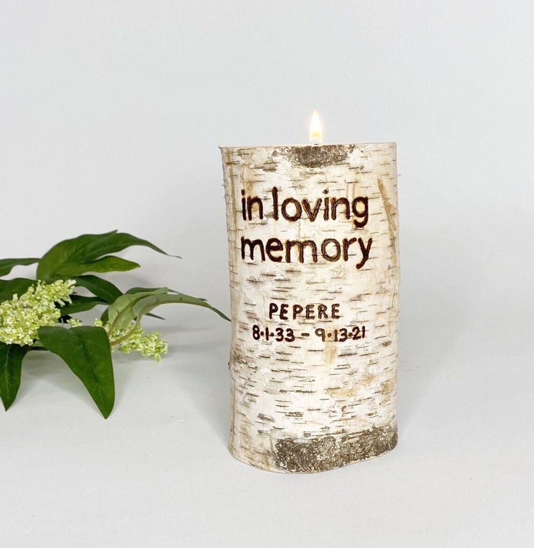Memorial Candle Mini Cremation Urn, Handmade Birch Wood Log Keepsake ...