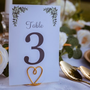 Heart Table Number Holders, Set of 5, Handmade Place Card Holders, Wire ...