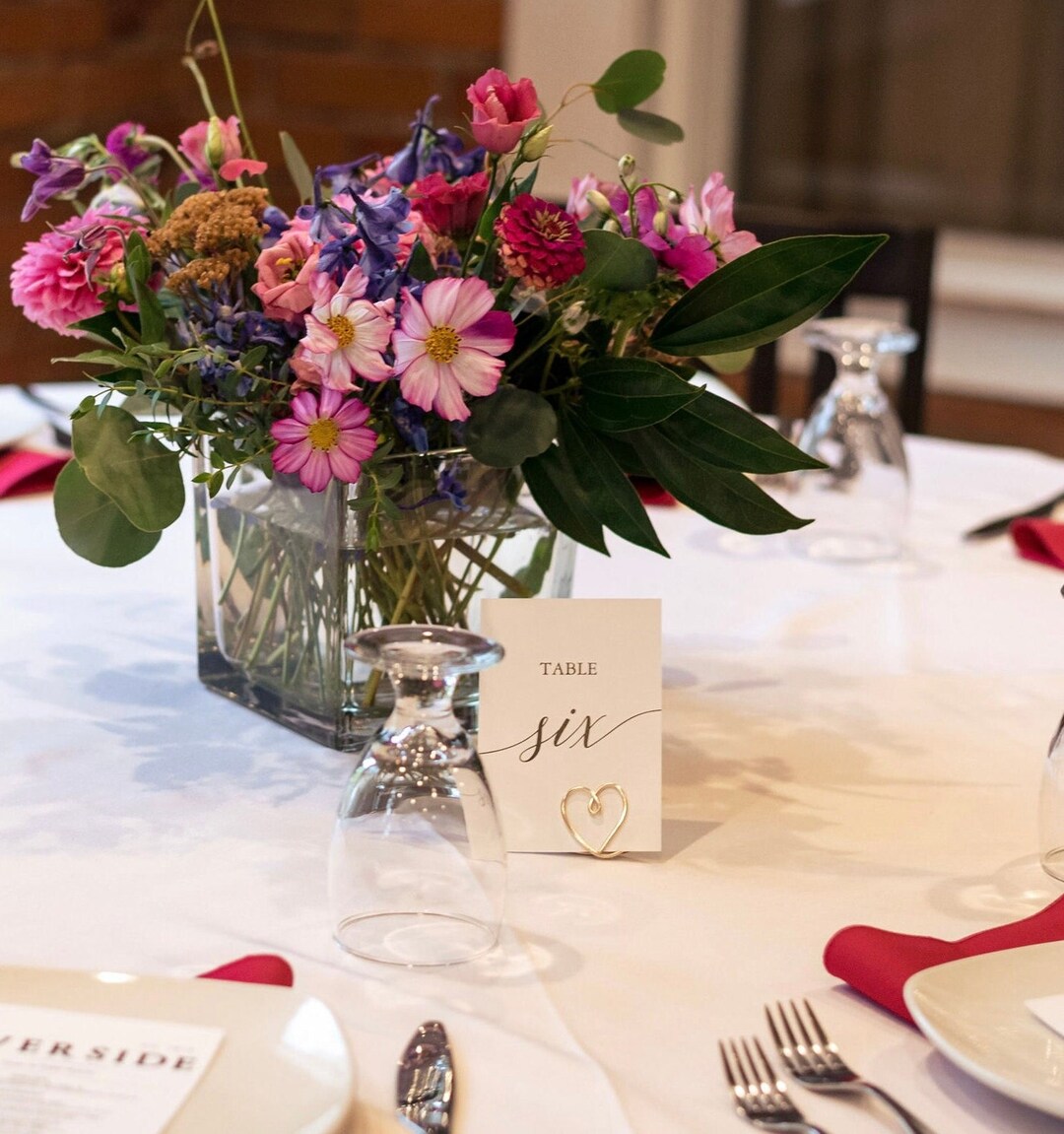 Heart Table Number Holders, Set of 5, Handmade Place Card Holders, Wire ...