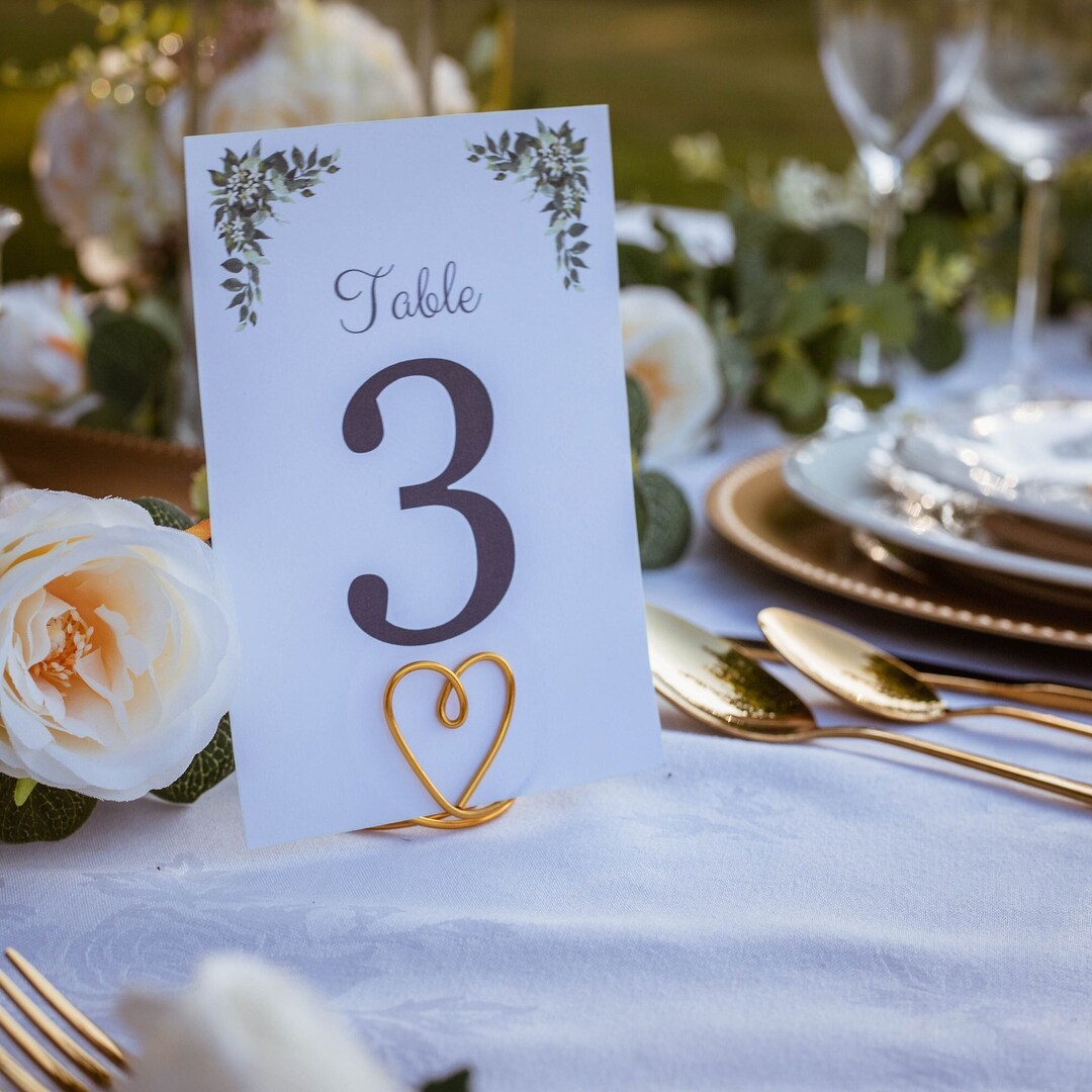 Heart Table Number Holders, Set of 5, Handmade Place Card Holders, Wire ...