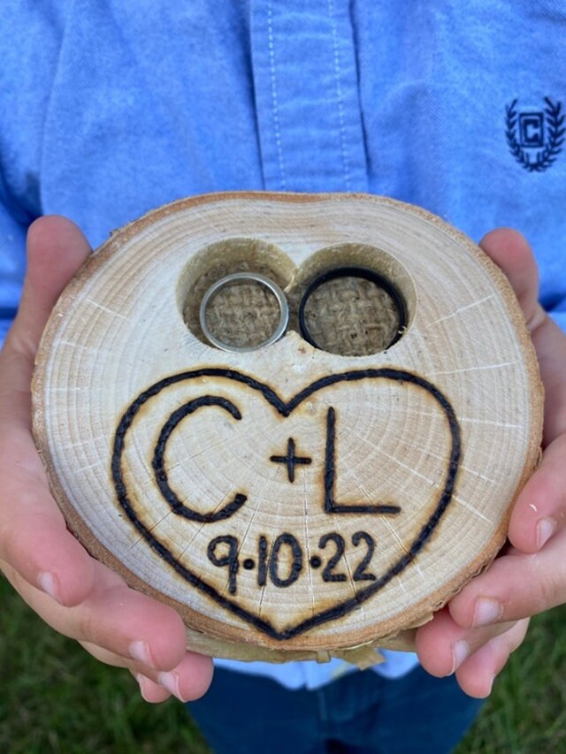 Rustic Wedding Ring Holder Personalized Birch Wood Wedding - Etsy
