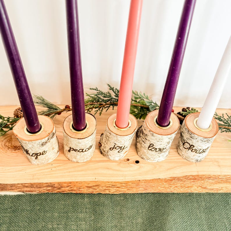 Christmas Advent Wreath, Birch 5 Pc Advent Set, Advent Holiday Taper ...