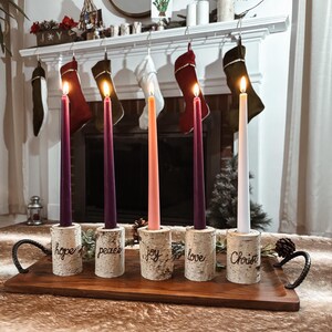 Christmas Advent Wreath, Birch 5 Pc Advent Set, Advent Holiday Taper ...