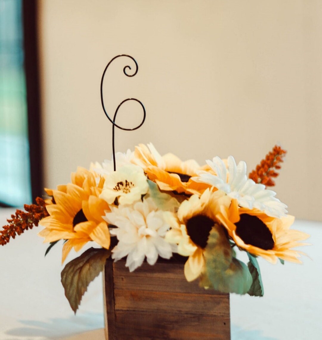 Wire Wedding Table Number Picks, Set of 5, Event Table Marker, Table ...