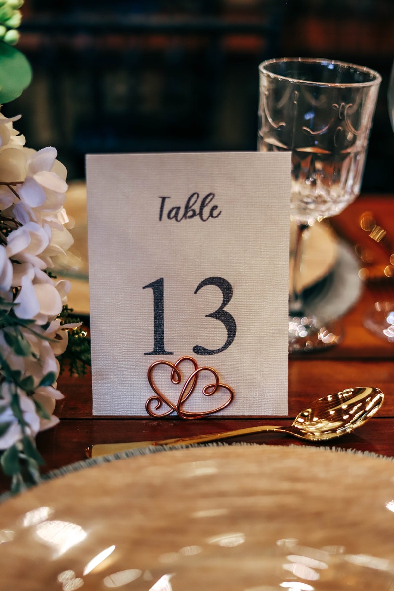 Double Heart Table Number Holders Set of 5 Wire Table Number - Etsy