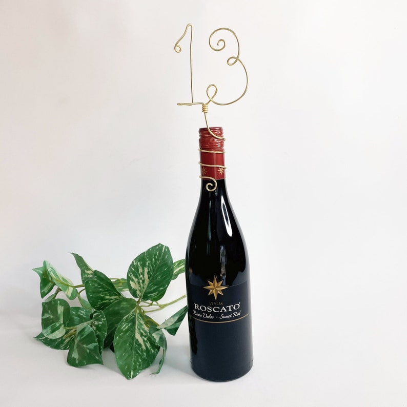 Wine Bottle Table Numbers, Set of 5, Handmade Wedding Bottle Numbers ...