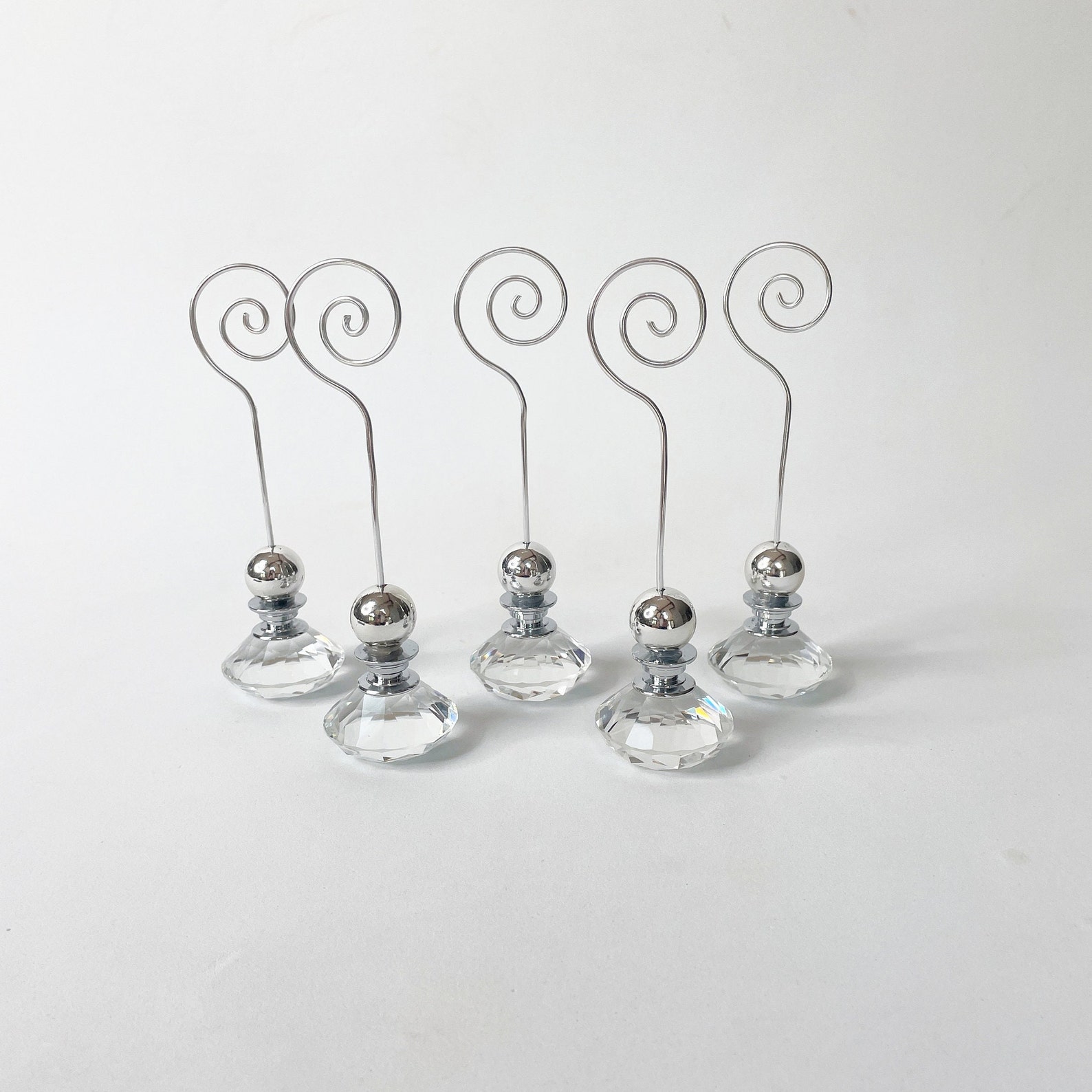 Crystal Table Number Holders, Set of 5, Elegant Handmade Card Holders ...