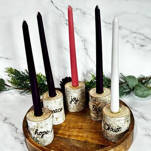 Christmas Advent Wreath, Birch 5 Pc Advent Set, Advent Holiday Taper ...