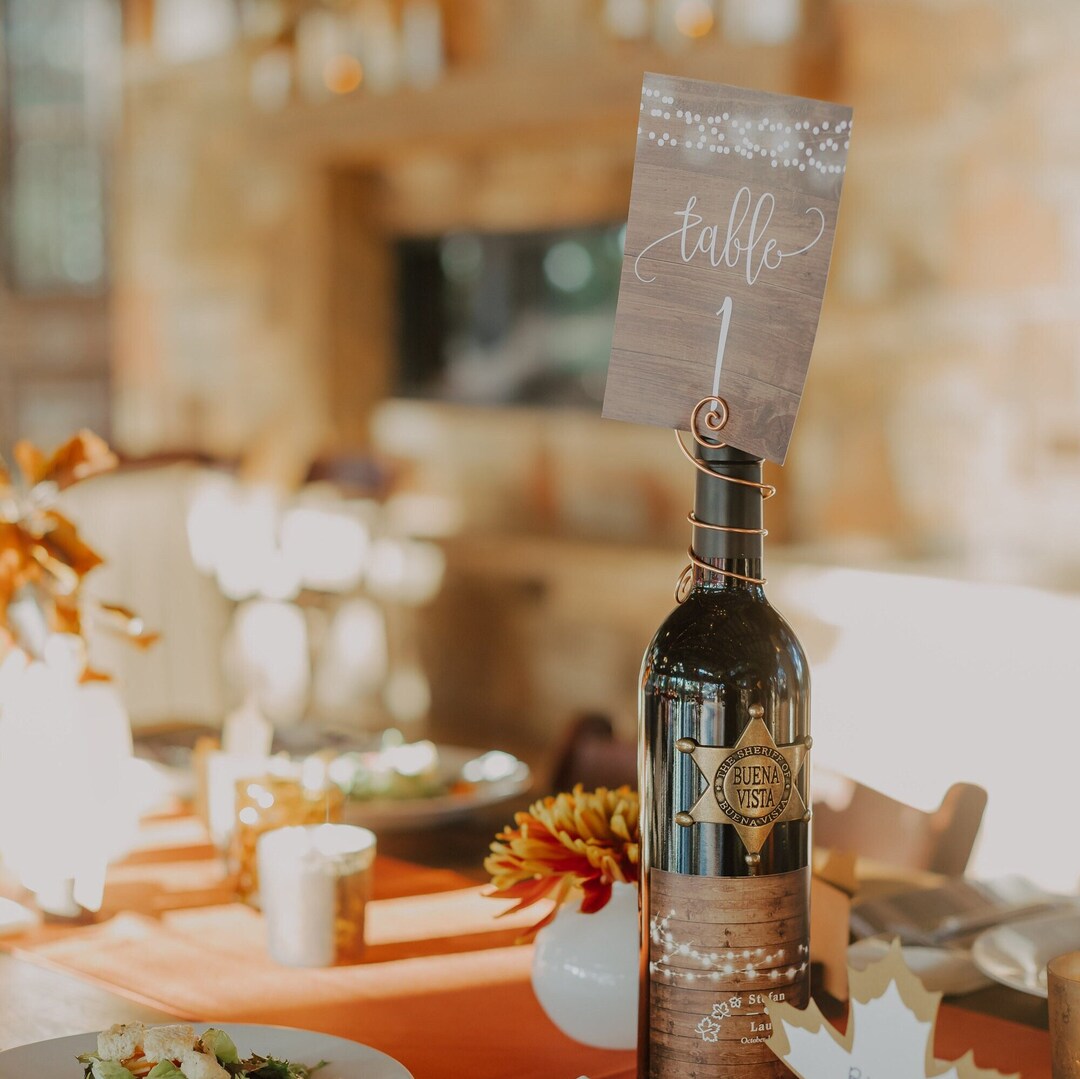 Wine Bottle Place Card Holders, Set of 5, Handmade Champagne Bottle ...