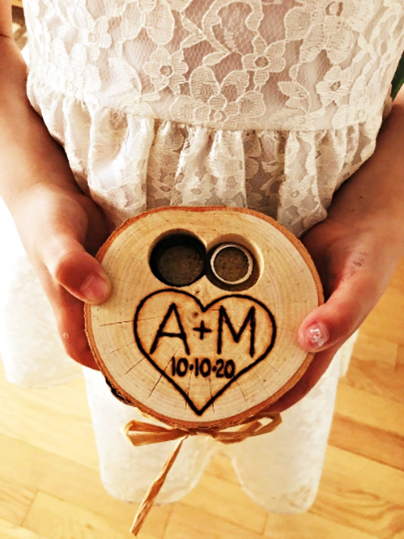 Rustic Wedding Ring Holder Personalized Birch Wood Wedding | Etsy