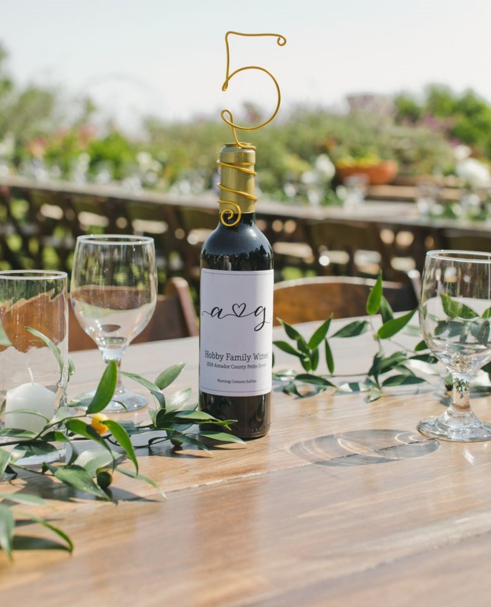 Wire Wine Bottle Table Numbers Set of 5 Rustic Wedding and - Etsy