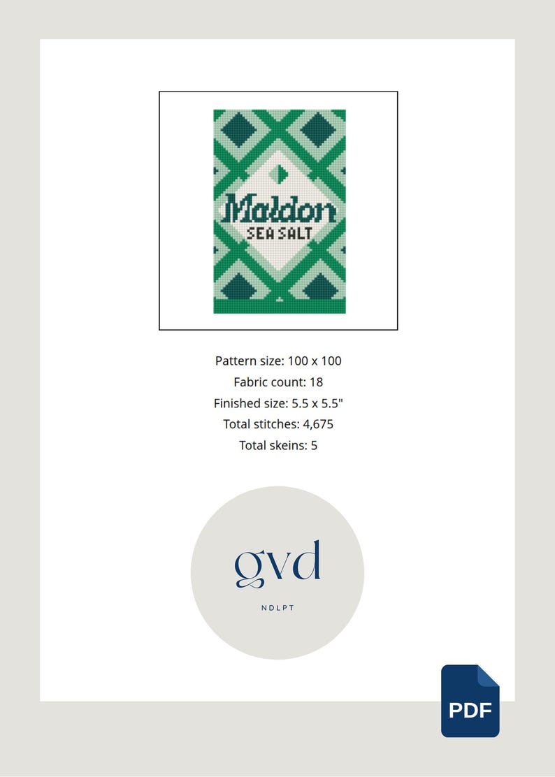 Maldon Sea Salt Needlepoint & Cross Stitch PDF Pattern / Design Guide ...