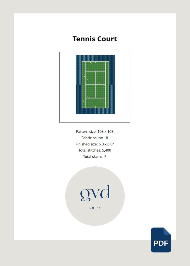 Tennis Court Needlepoint & Cross Stitch PDF Pattern / Design Guide - Etsy