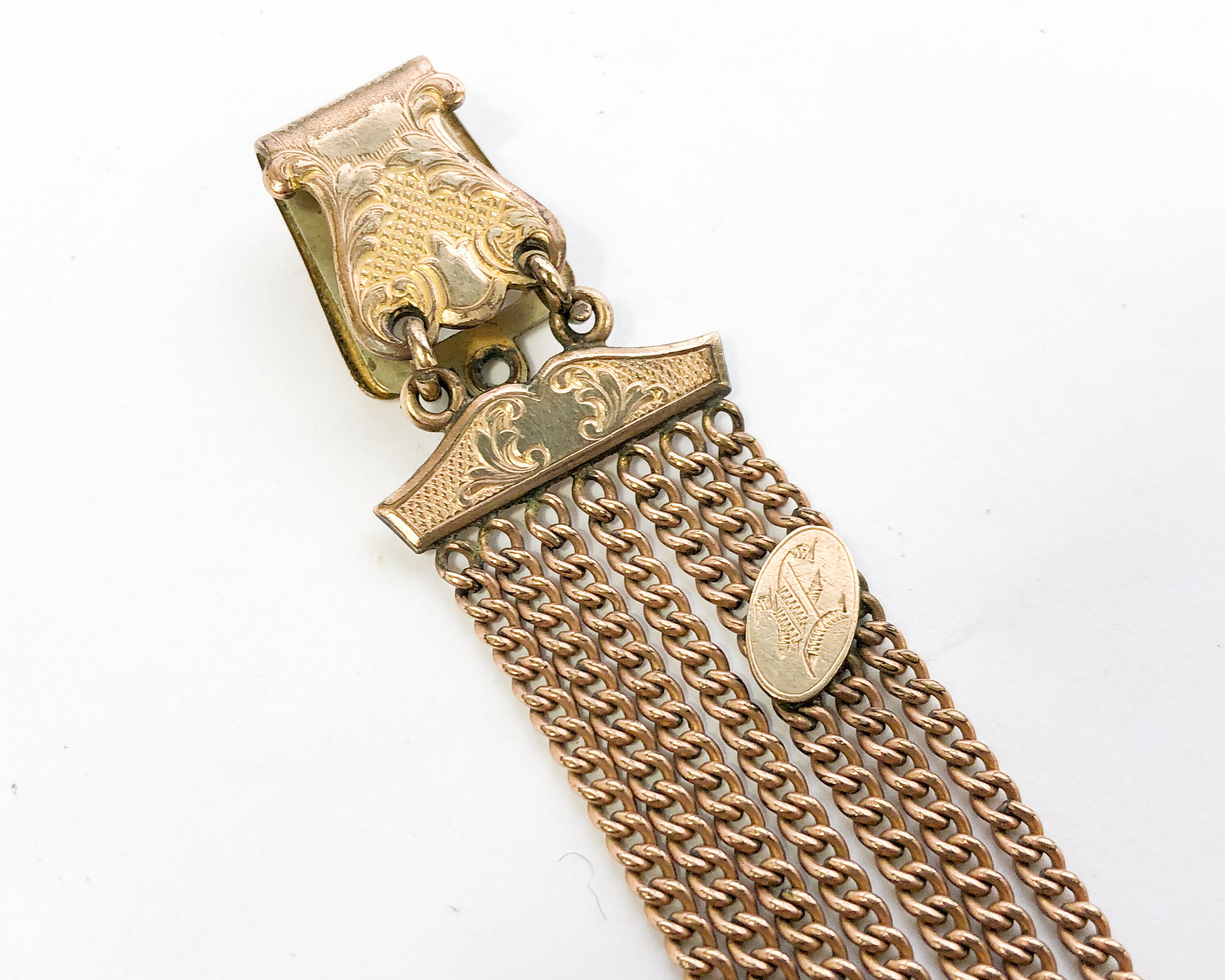 1900s Gold Pocket Watch Fob | Engraved Gold Watch Fob & Chains ...