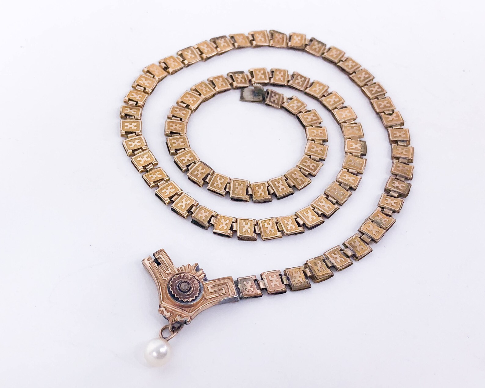 1800s Gold Book Chain Necklace Book Chain Pendant Necklace | Etsy