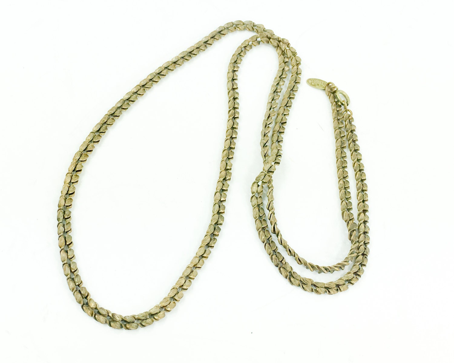 Miriam Haskell 1940s Bronze Rope Chain Necklace 40s Gold Chain Rope ...