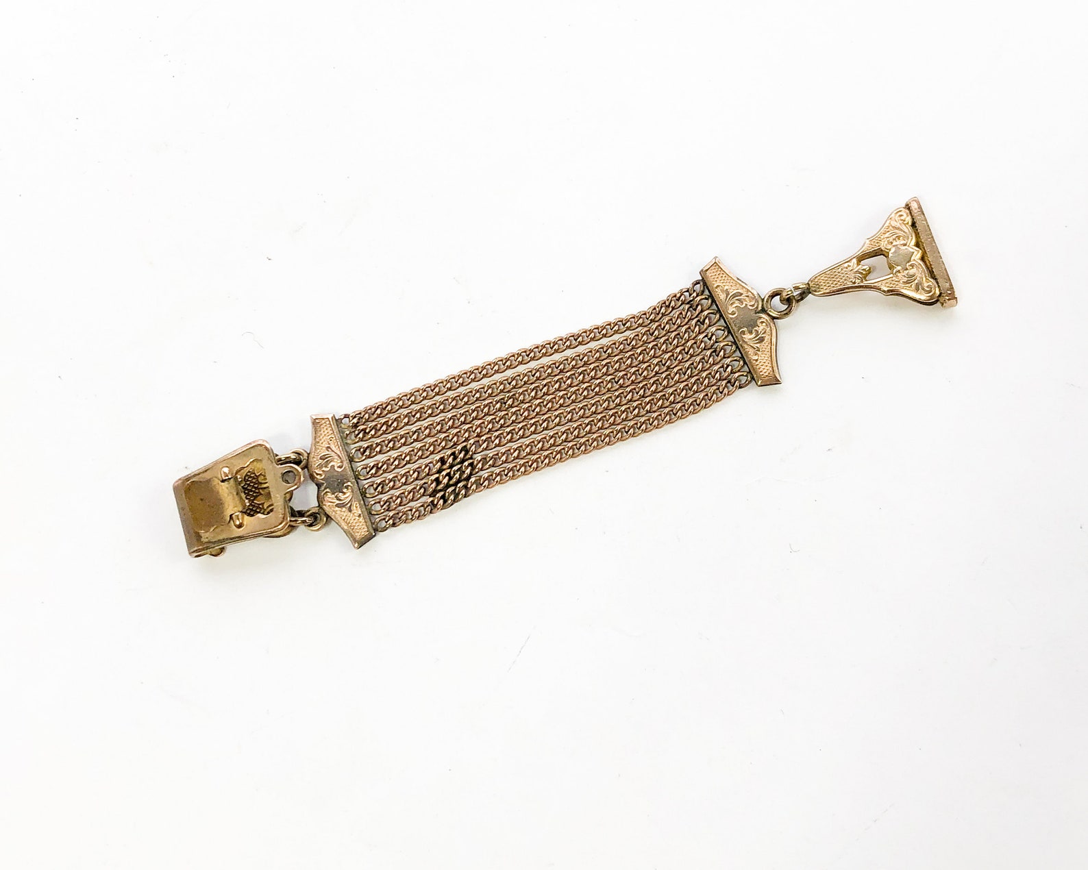 1900s Gold Pocket Watch Fob | Engraved Gold Watch Fob & Chains ...
