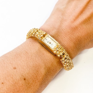 1950s Gold Rhinestone Ladies Watch | 50s Gold Serpentine Rhinestone ...