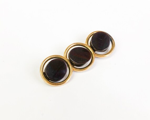 1940s Bakelite Bar Brooch | 40s Brown Bakelite Circle… - Gem