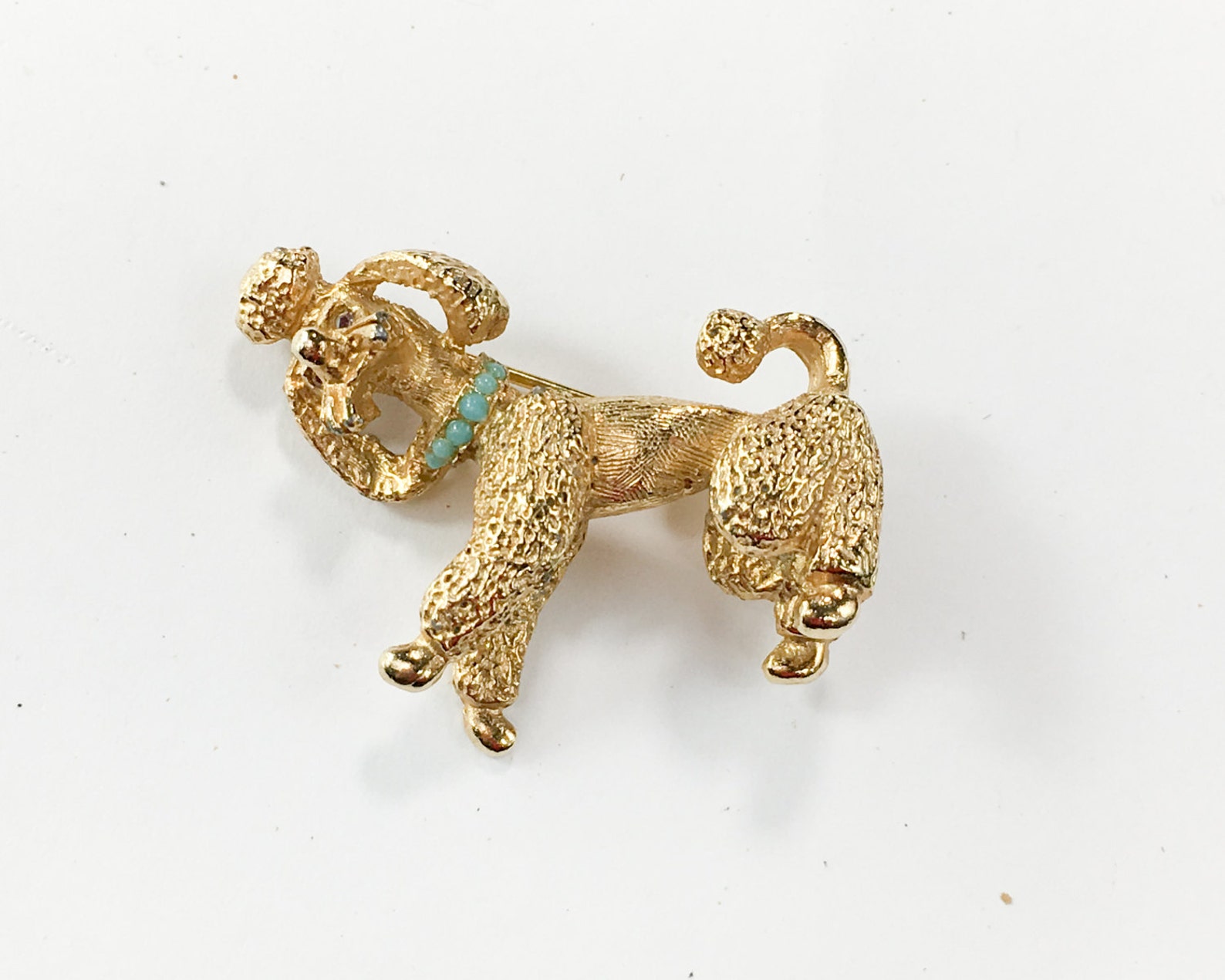 Weiss 1960s Gold Poodle Brooch 60s Poodle Dog Pin Poodle & Rhinestones ...