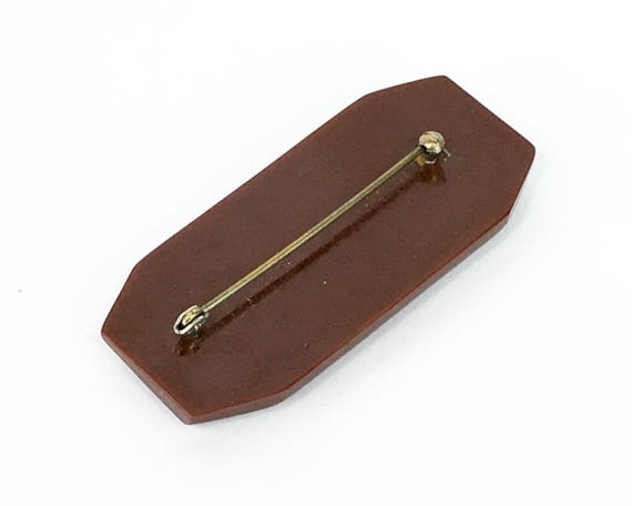 1930s Brown Bakelite Brooch | 30s Brown Floral Carved… - Gem