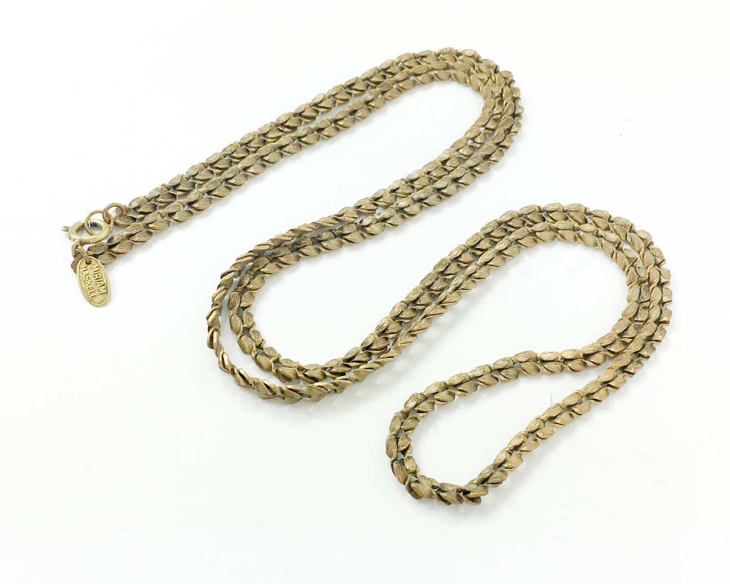 Miriam Haskell 1940s Bronze Rope Chain Necklace 40s Gold Chain Rope ...