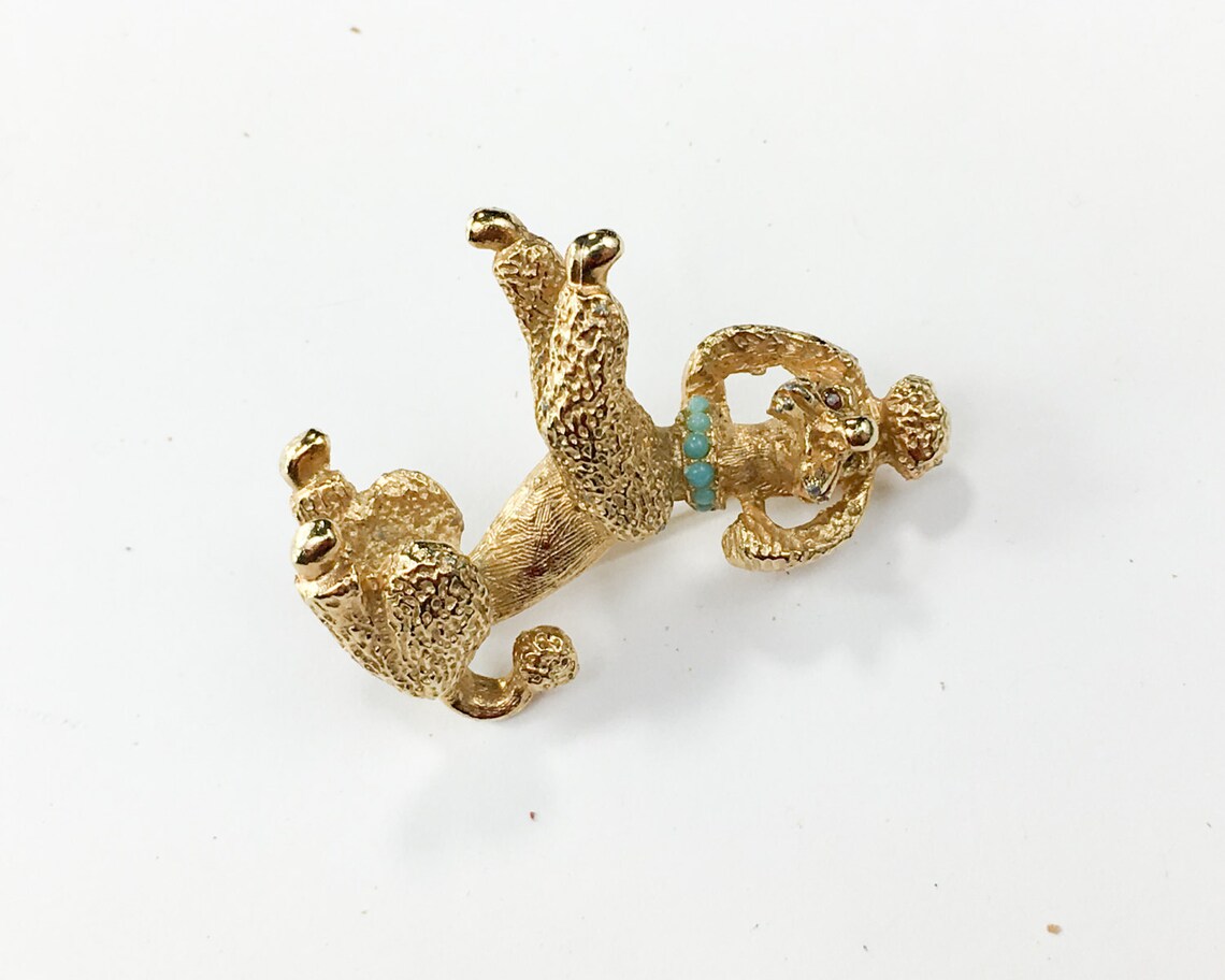 Weiss 1960s Gold Poodle Brooch 60s Poodle Dog Pin Poddle | Etsy