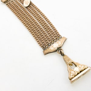 1900s Gold Pocket Watch Fob | Engraved Gold Watch Fob & Chains ...
