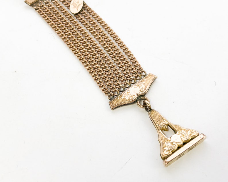 1900s Gold Pocket Watch Fob | Engraved Gold Watch Fob & Chains ...
