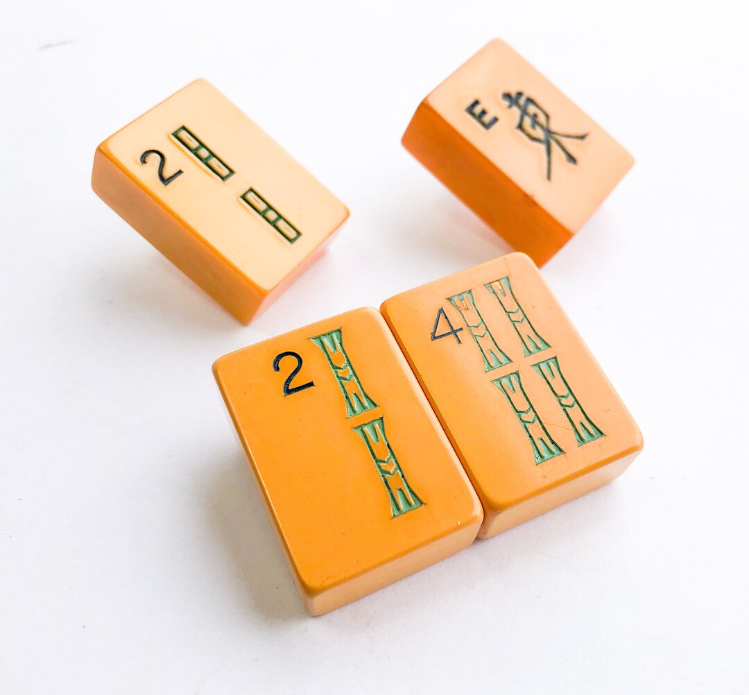 1980s Bakelite Mahjong Tiles Pin & Earrings 80s Mahjong Tiles Brooch ...