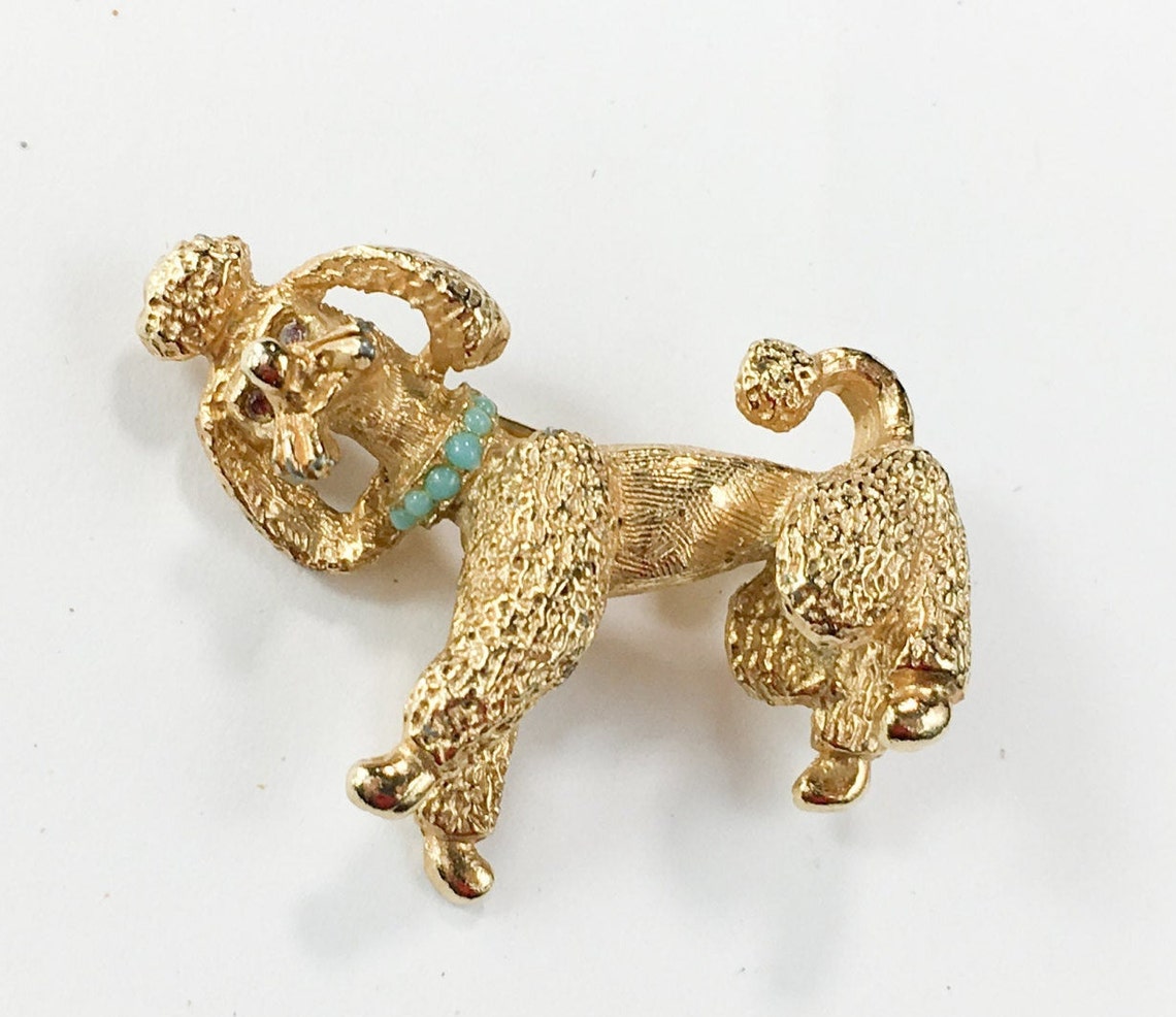 Weiss 1960s Gold Poodle Brooch 60s Poodle Dog Pin Poddle | Etsy