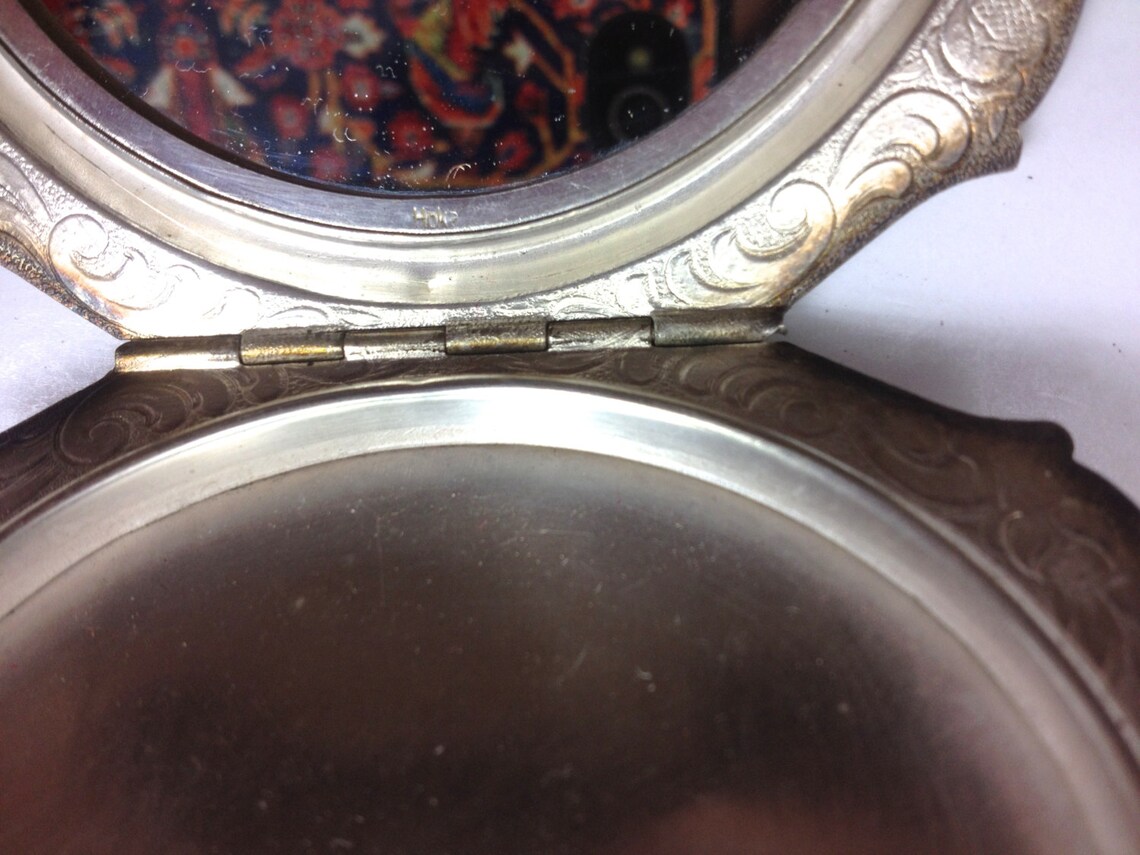 1930s Silver Compact 30s Silver Engraved Compact Art Nouveau Compact ...