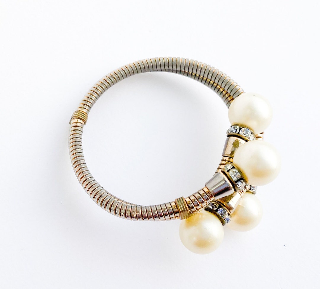 1950s Gold Pearl Bracelet 50s Pearl & Gold Coil Bracelet - Etsy