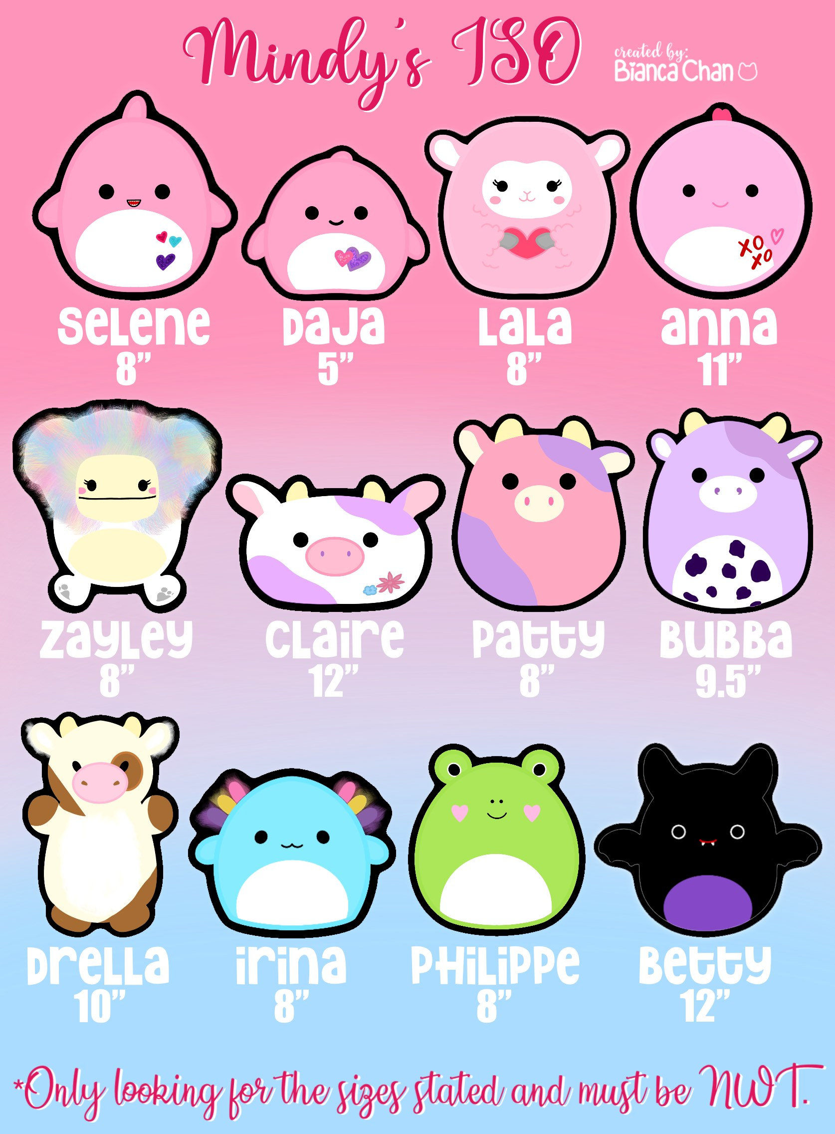 Custom Squishmallow ISO/DISO list | Etsy