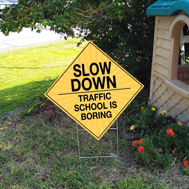 Double-sided traffic School is Boring 23x23 - Etsy