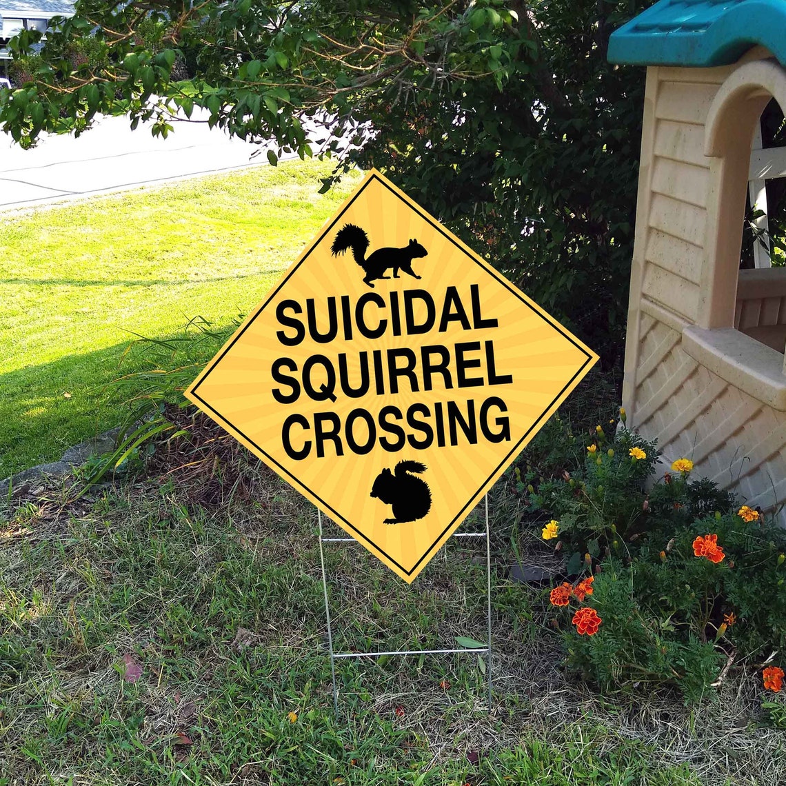 Double-Sided Suicidal Squirrel Crossing | Etsy