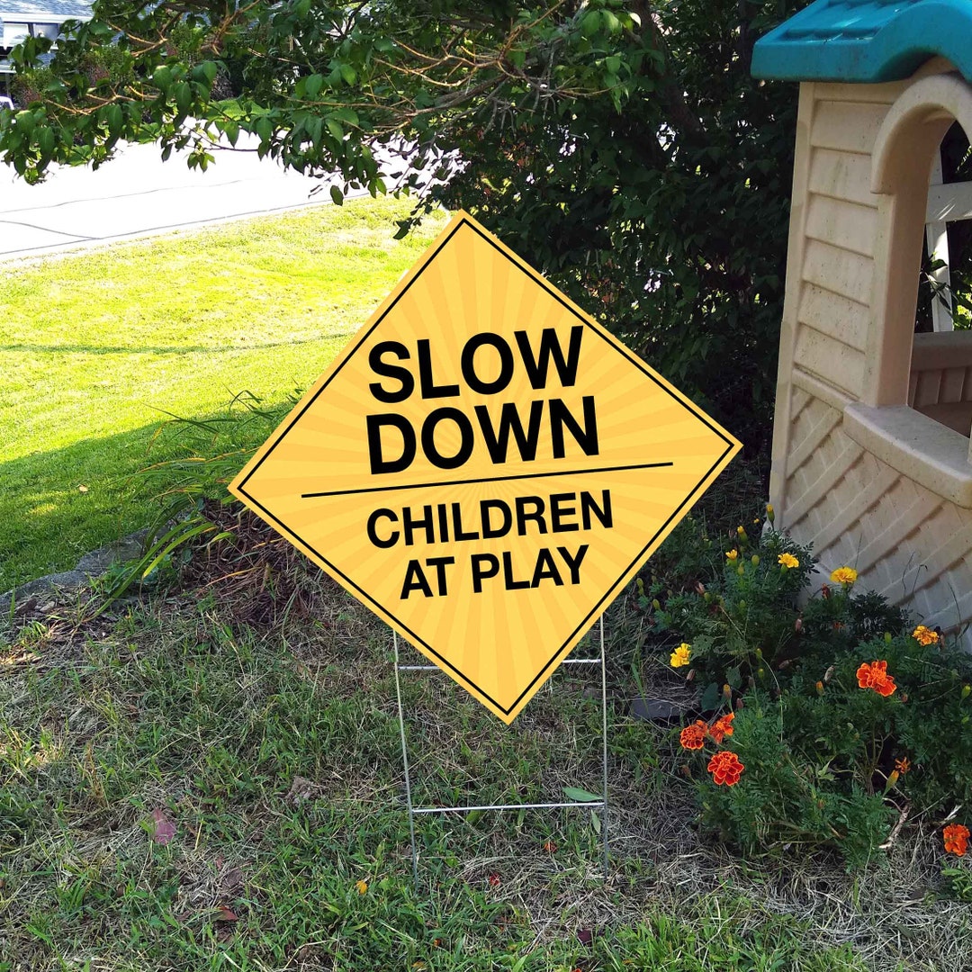 Double-sided slow Down: Children at Play 23x23 Yard Sign - Etsy