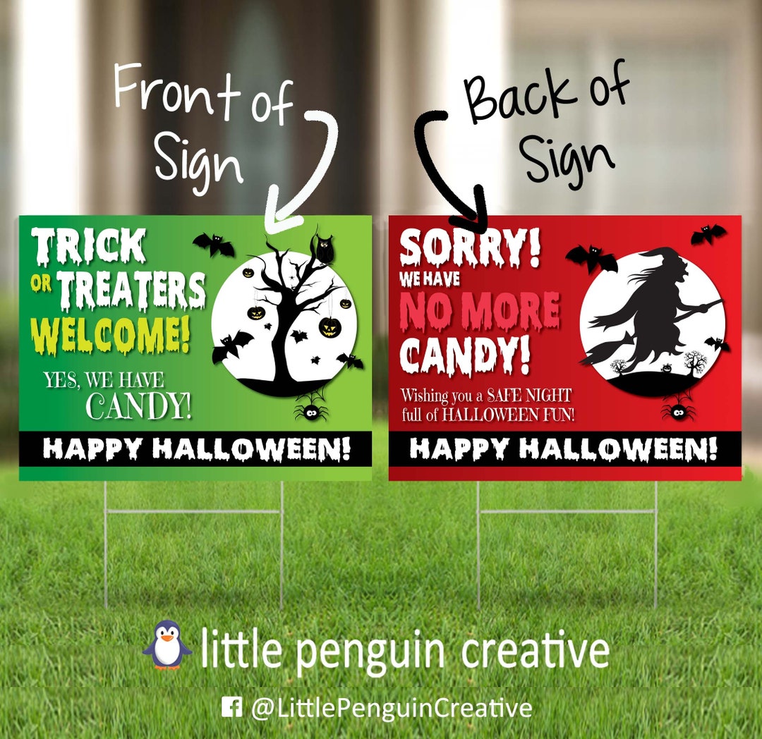 Halloween "we Have Candy" / "no More Candy" (red & Green) | 18x24 ...