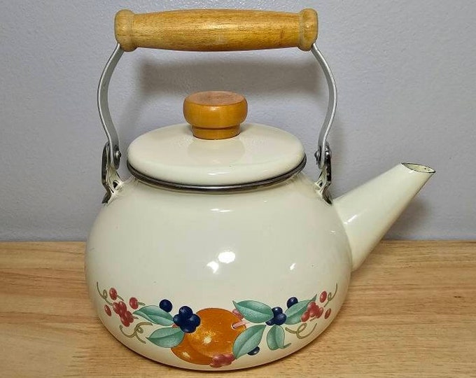 Vintage Corelle Abundance Enamel Tea Kettle - Etsy