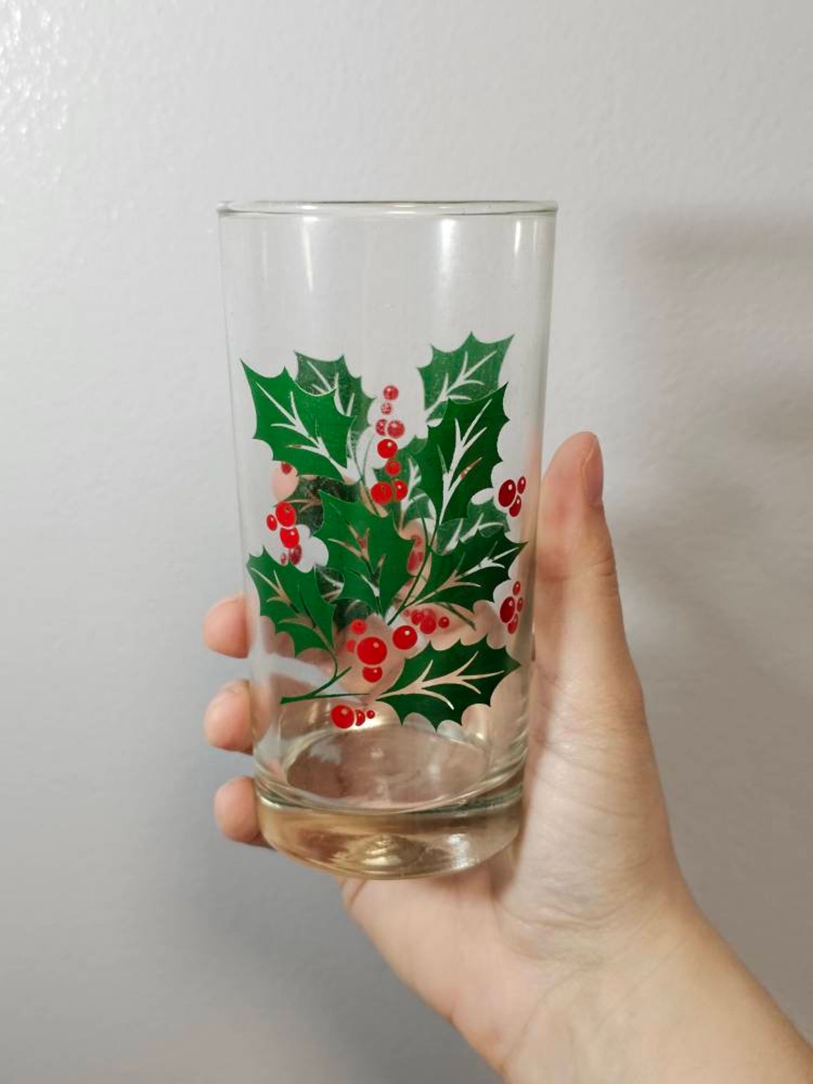 Vintage Indiana Glass Holly Christmas Tumblers Drinkware - Etsy