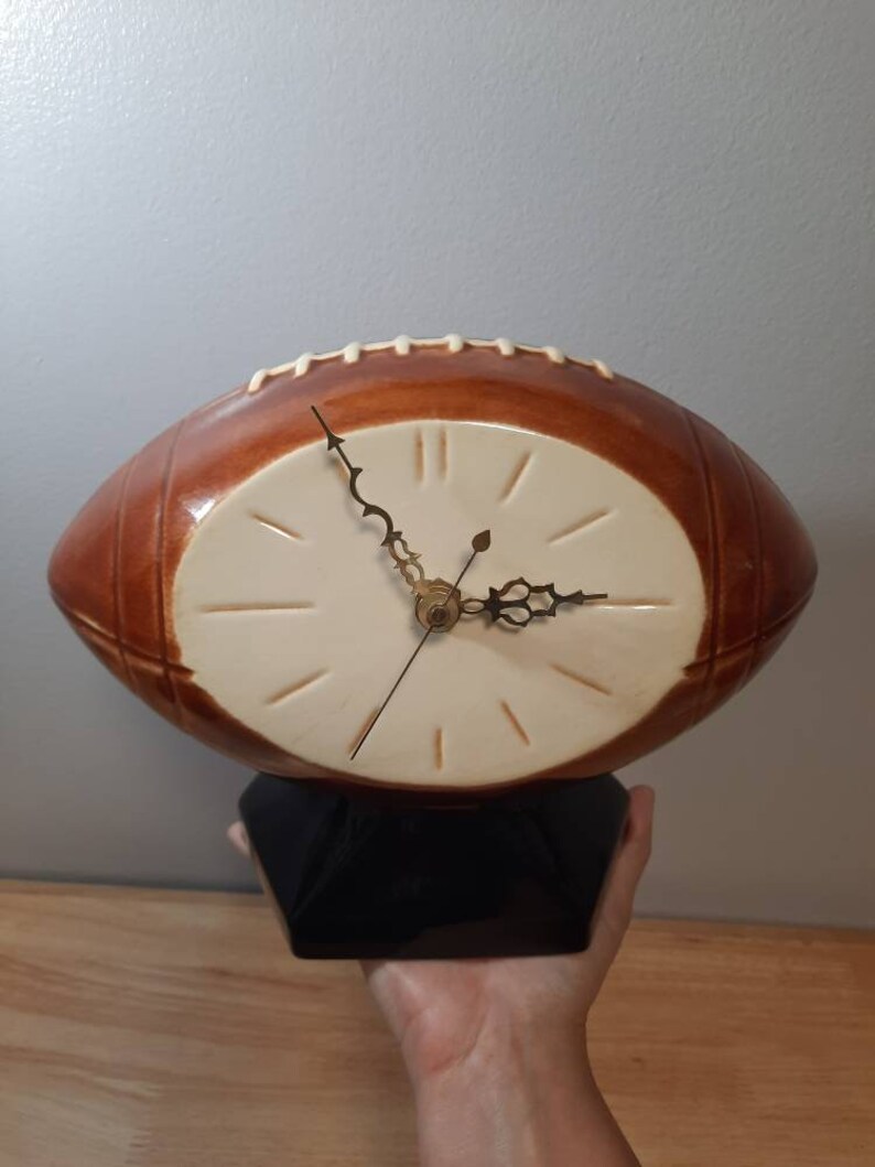 Vintage Football Shaped Ceramic Table Clock - Etsy