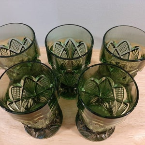 Vintage Green Glass Tumblers - Etsy