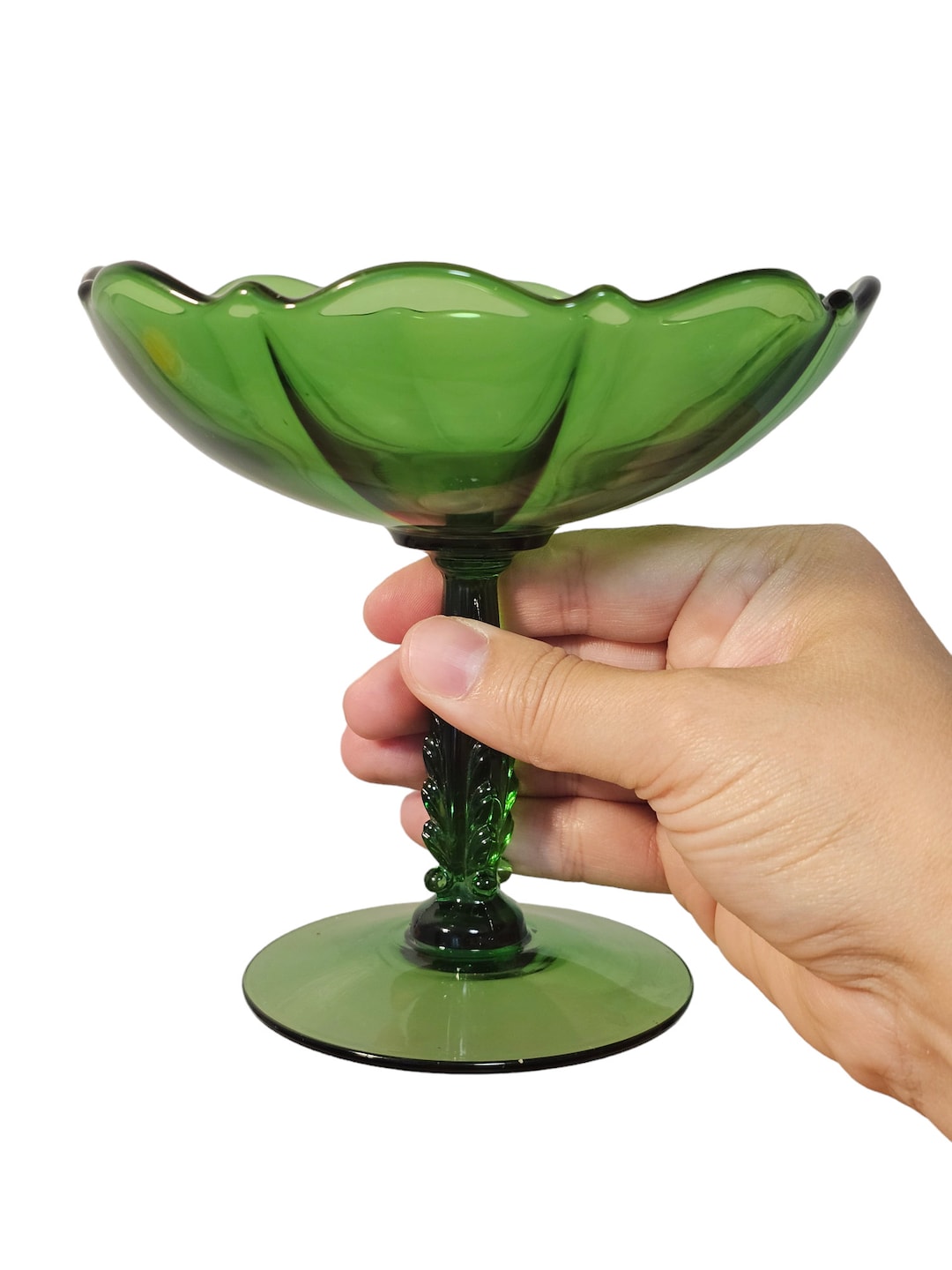 Vintage Cambridge Glass Emerald Green Compote - Etsy