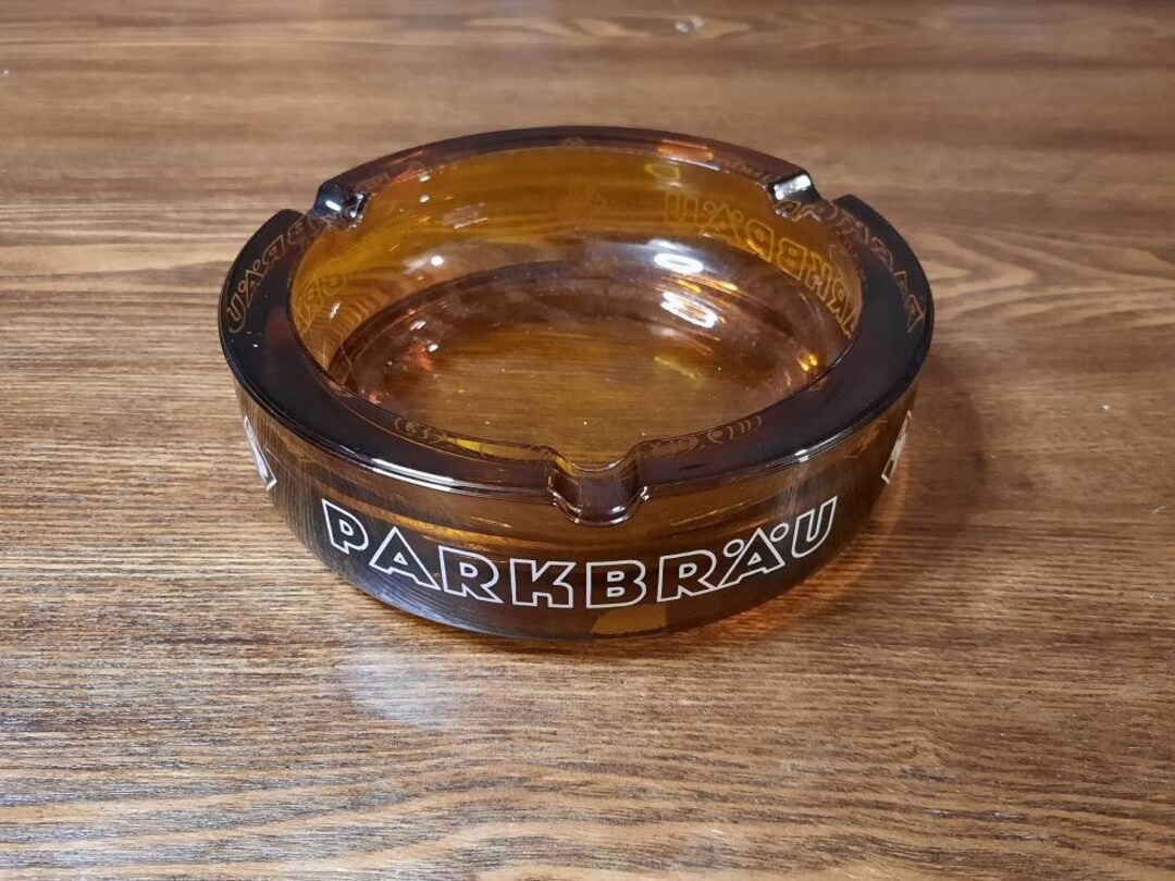 Vintage 70's Parkbrau German Brewery Round Glass Amber Ashtray - Etsy