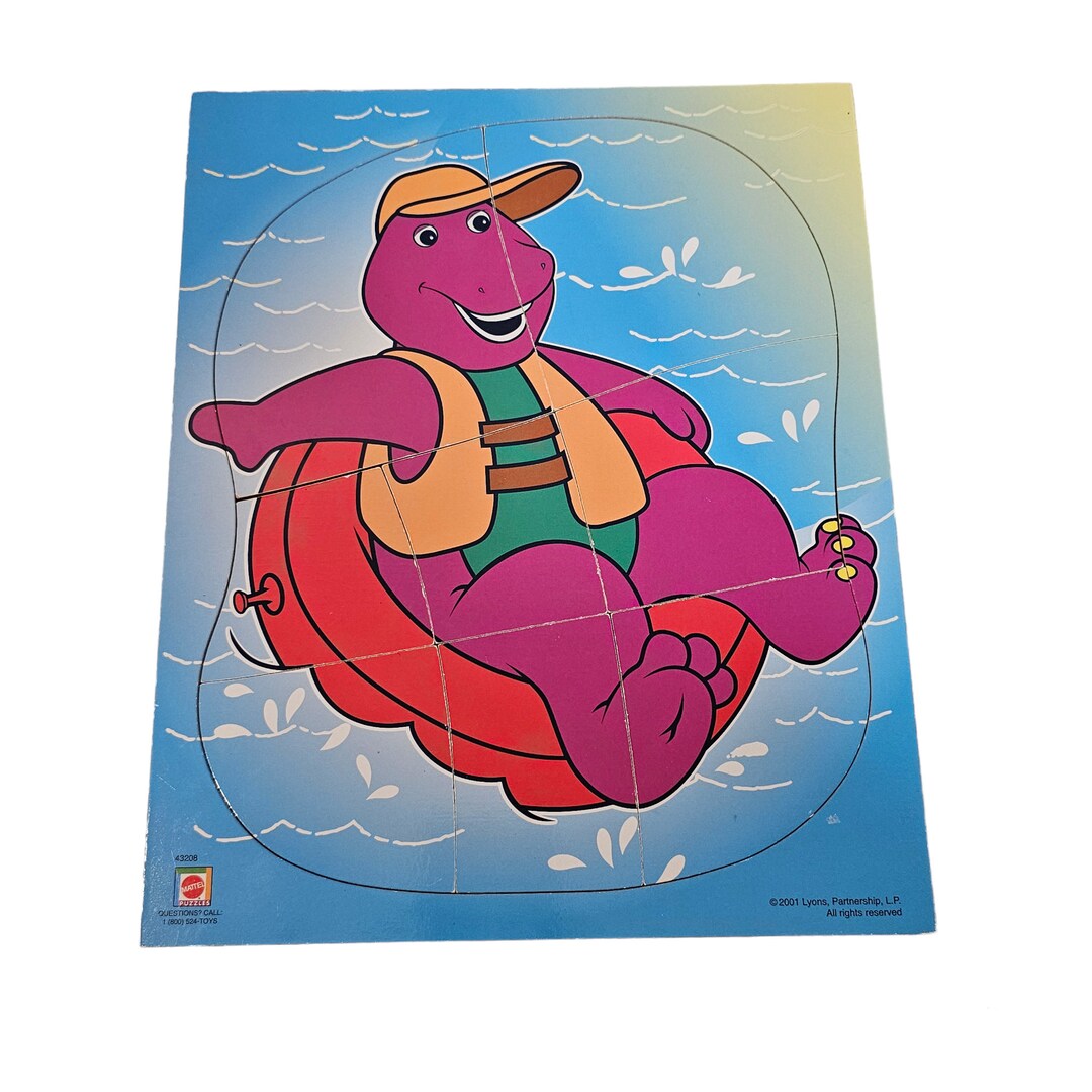 Vintage 2001 Mattel Barney the Dinosaur 8 Piece Wooden Frame Tray ...