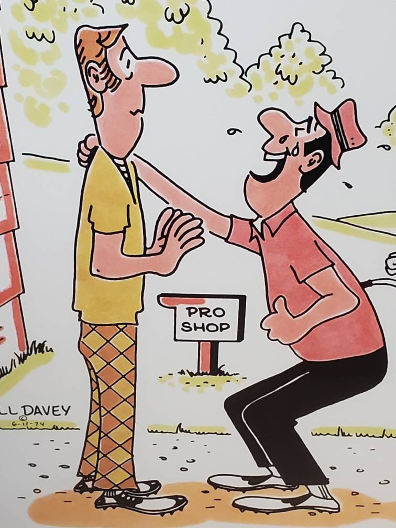 Vintage 1974 Bill Davey Cartoon Art Framed - Etsy